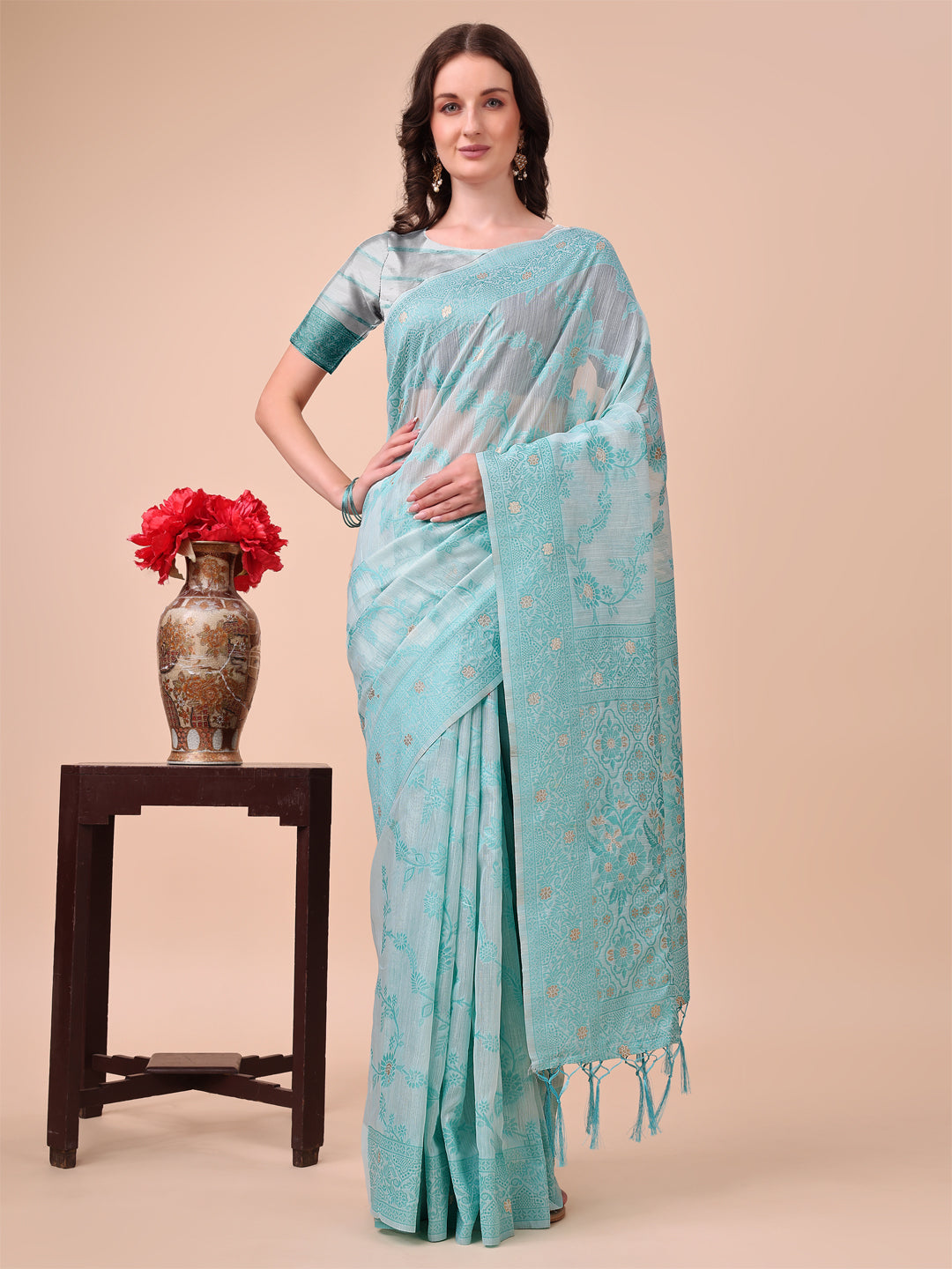 Coolcot Linen Cotton Ready To Wear Pocket Saree